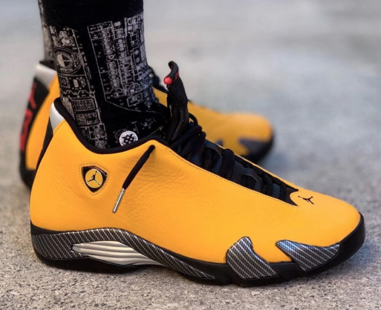 Air Jordan 14 Reverse Ferrari University Gold Black University Red ...