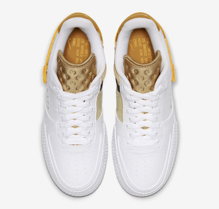 Nike AF1 Type White Gold Yellow AT7859-100 Release Date - SBD