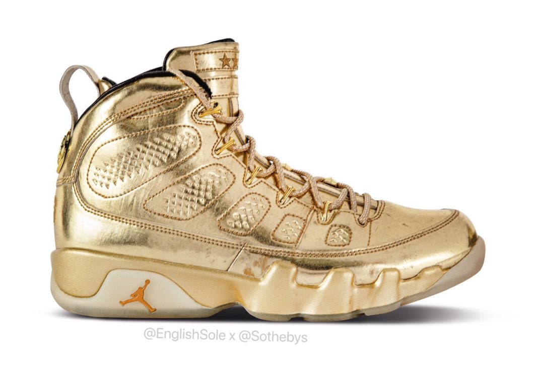 Usher Air Jordan 9 Gold Sample - Sneaker Bar Detroit