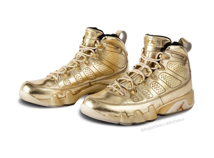 Usher Air Jordan 9 Gold Sample - Sneaker Bar Detroit