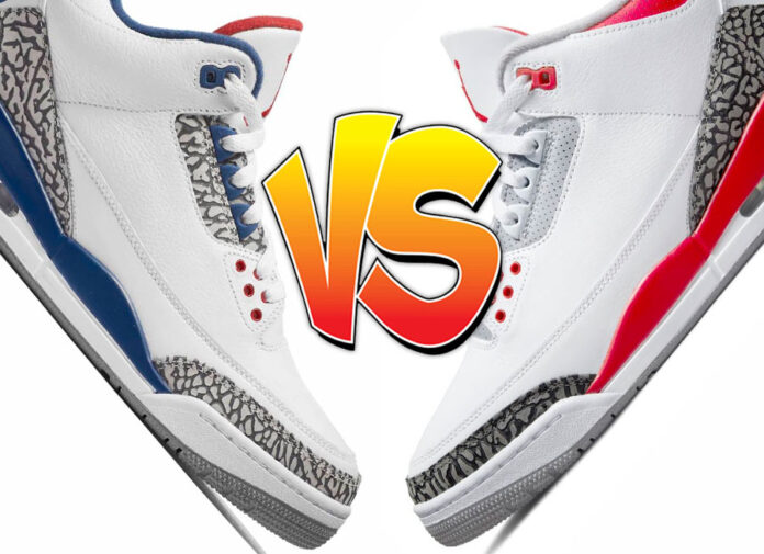 Air Jordan 3 True Blue vs Air Jordan 3 Fire Red Comparison | SBD