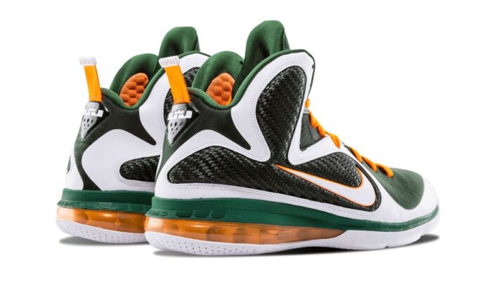 Nike LeBron 9 Miami Hurricanes vs Bright Mango Comparison