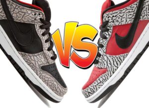 Supreme x Nike SB Dunk Low Black Cement vs Red Cement