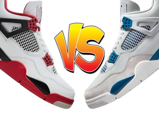 Air Jordan 4 Fire Red vs Air Jordan 4 Military Blue Comparison