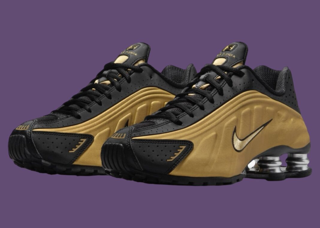 Nike Shox R4 Black Metallic Gold AR3565-005