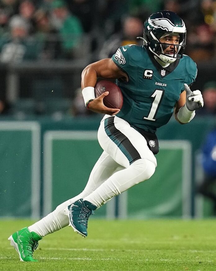 Jalen Hurts' Mismatched Air Jordan 11 Cleats Spark NFL Fine