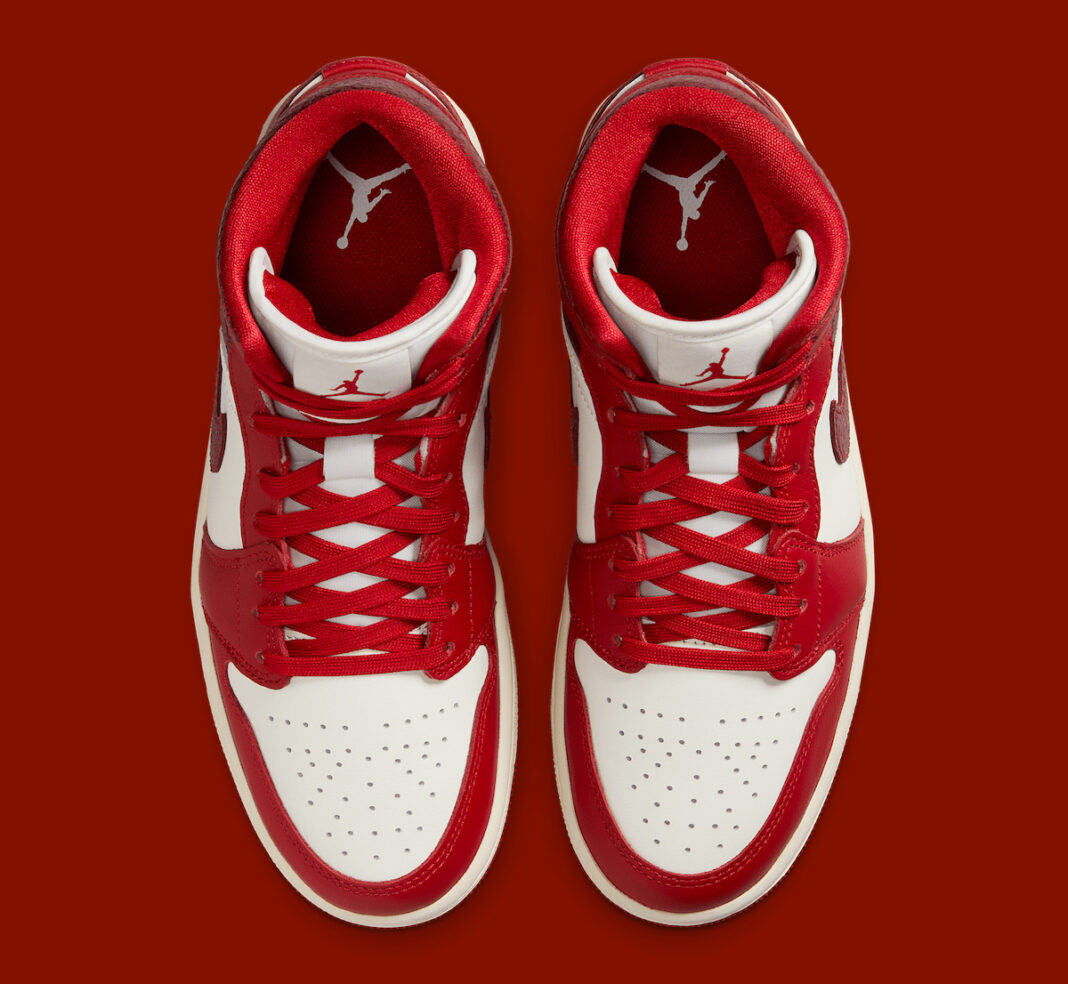 Air Jordan 1 Mid Red Cracked Leather HJ9337-106