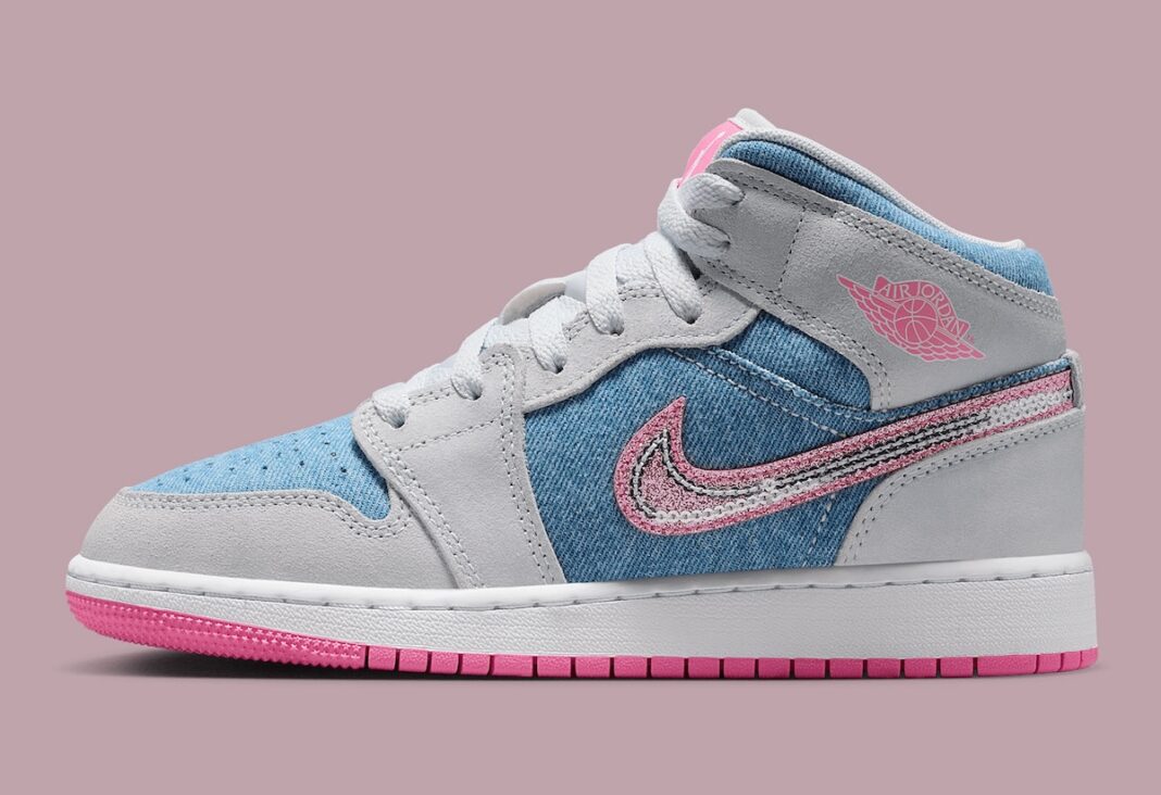 Air Jordan 1 Mid GS Denim Sequin HQ1999-400